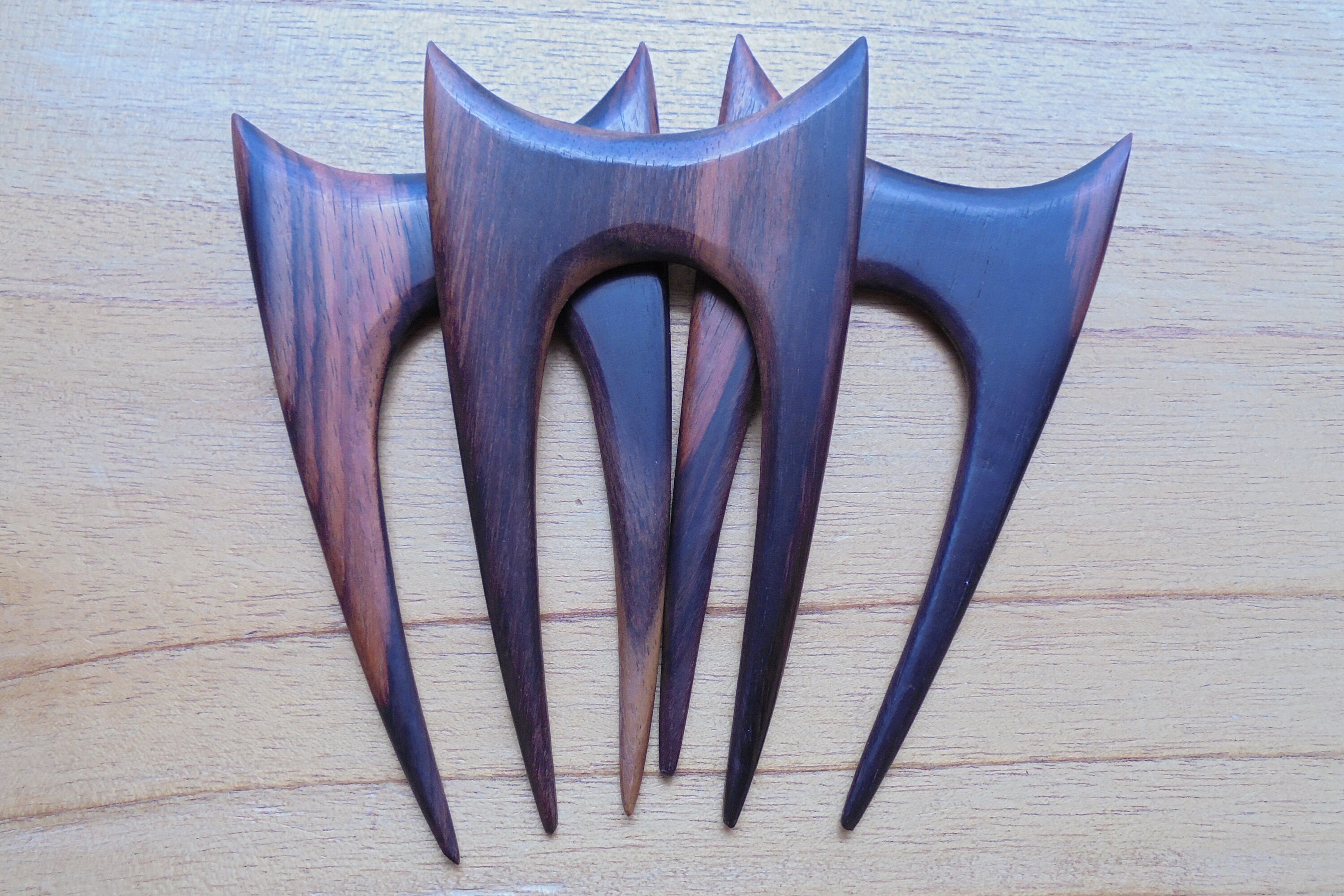 2 Prong Wood Hair Sticks, Hair Pin, Wood Hair Fork, Hair Accessories ...