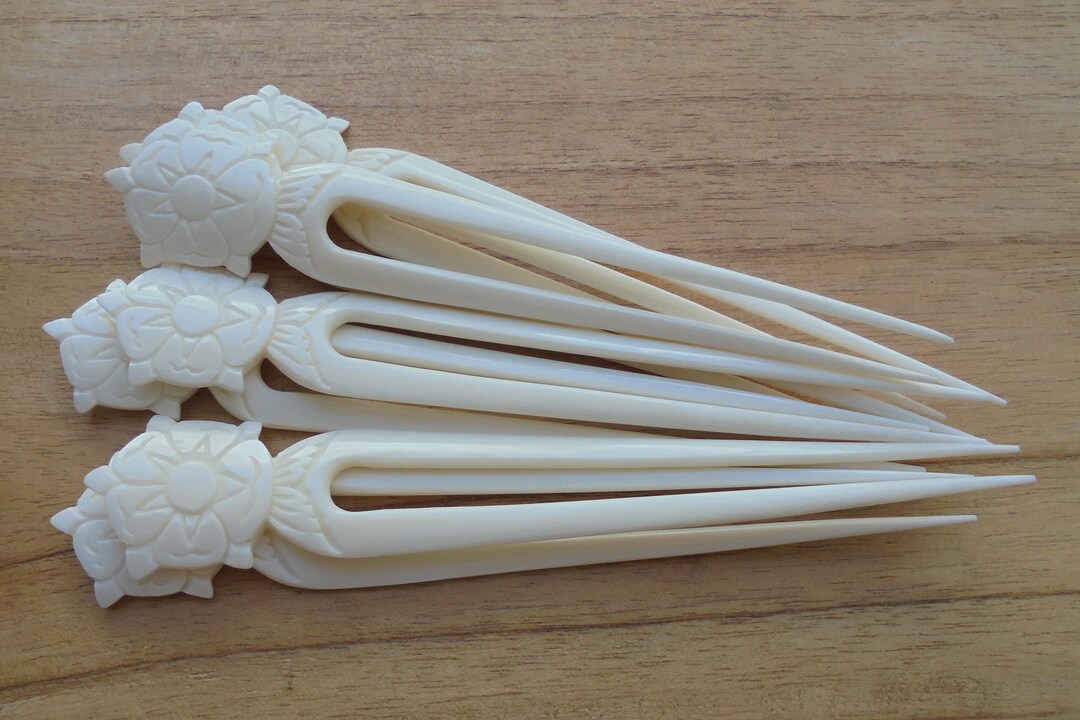 Flower Bone Hair Sticks, Hair Pin, Hair Fork, 2 Prongs Hair Accessories ...
