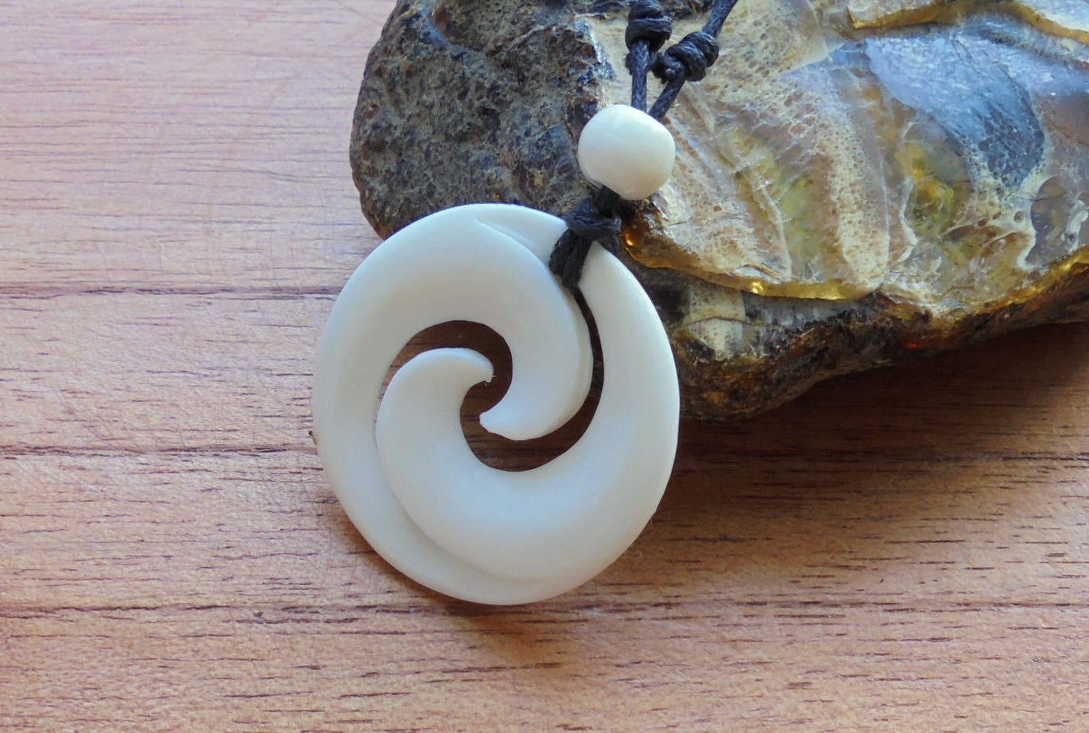 Maori Koru Spiral Bone Necklace Bone Pendant Bali Bone | Etsy