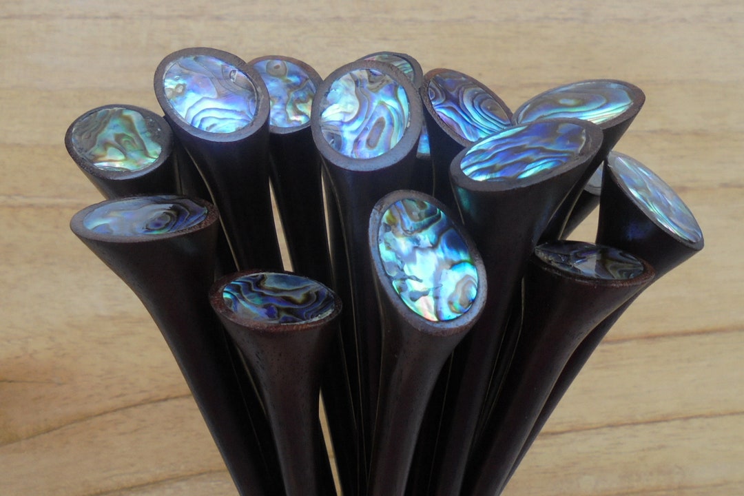 Single Prong Wood Hair Stick With Paua Shell Inlay, Wood Hair Pin, Hair ...