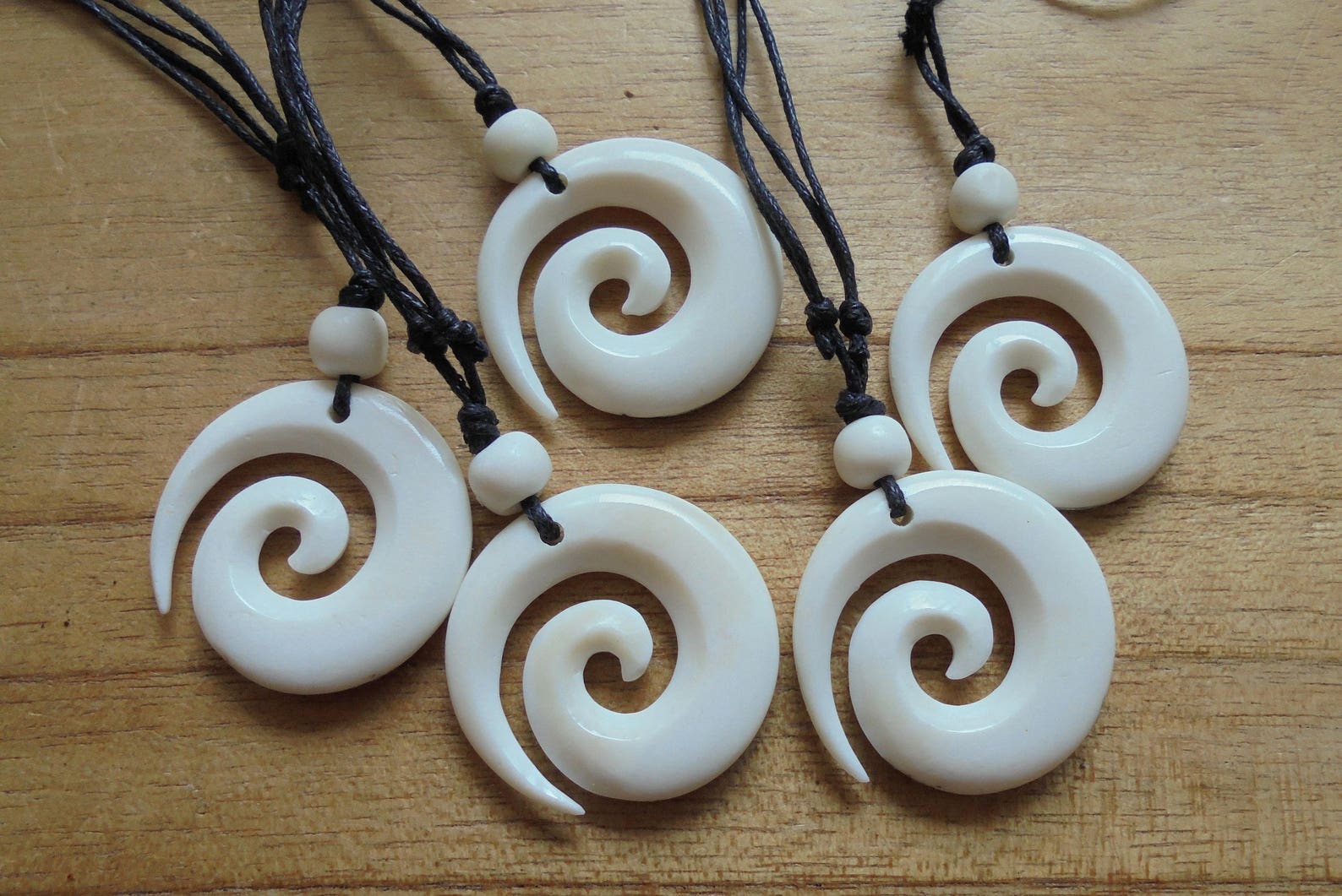 Maori Koru Spiral Bone Necklace With Paua Shell Inlay and | Etsy