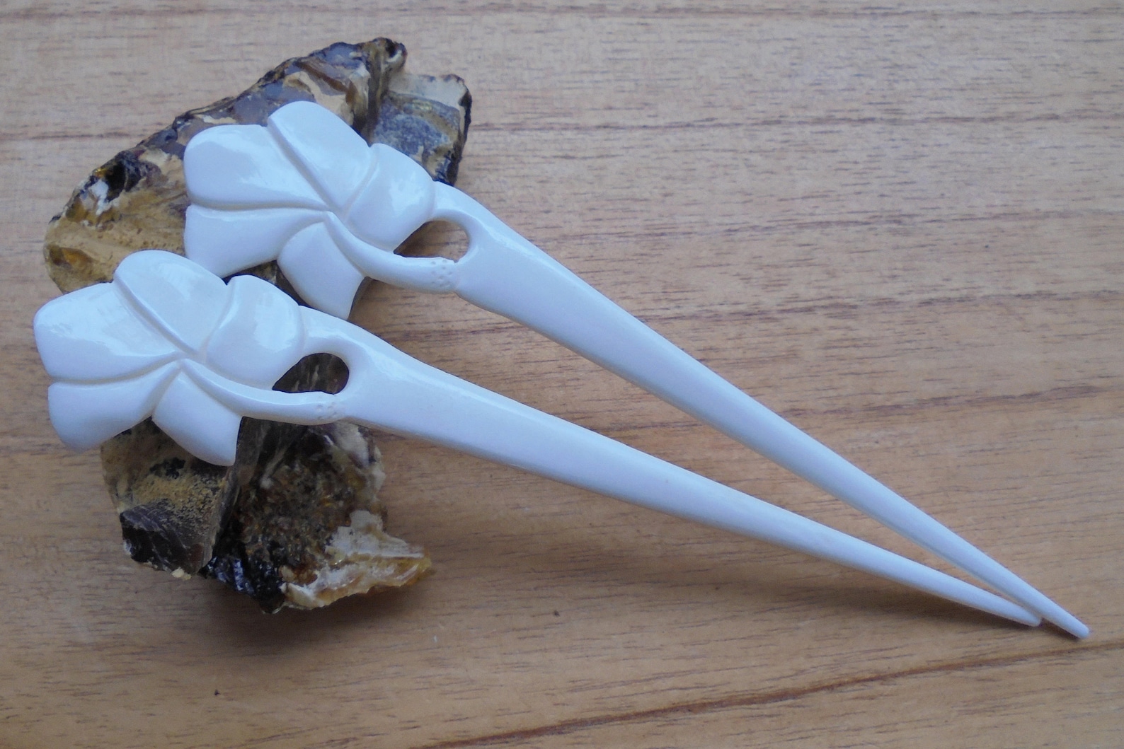 1 Prong Flower Bone Hair Sticks Hair Pin Hair Fork Hair | Etsy