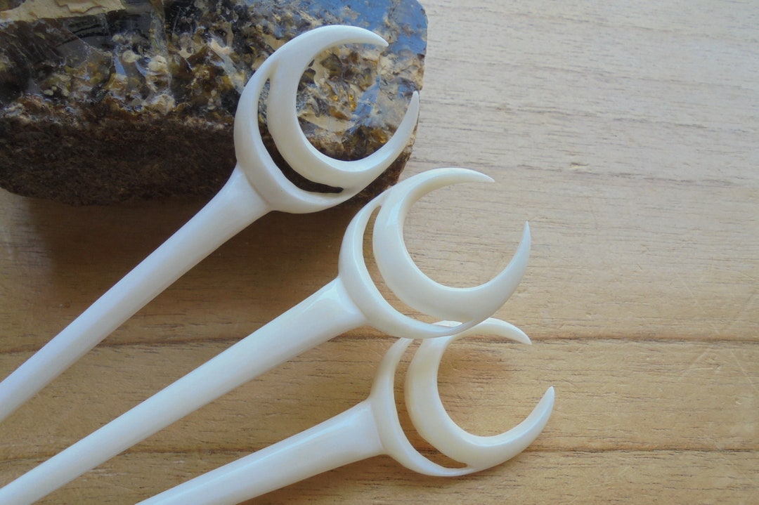 Crescent Moon Hair Stick, Single Prong Bone Hair Stick HS 800 BN - Etsy