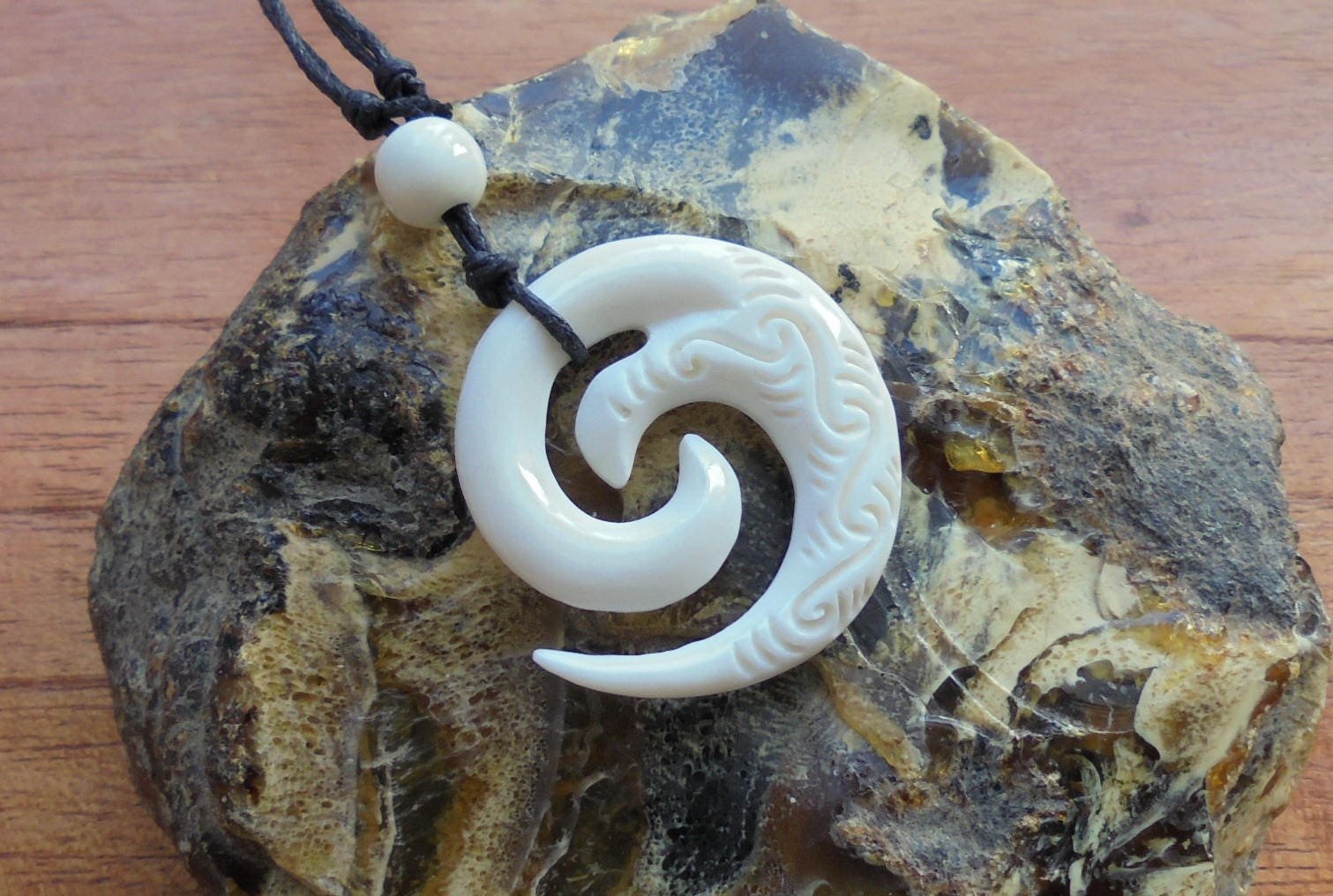 Maori Koru Spiral Bone Necklace Bone Pendant Bali Bone - Etsy