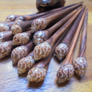 Sea Shell Wood Hair Stick in 1 Prong, Hair Pin, Hair Fork, Hair ...