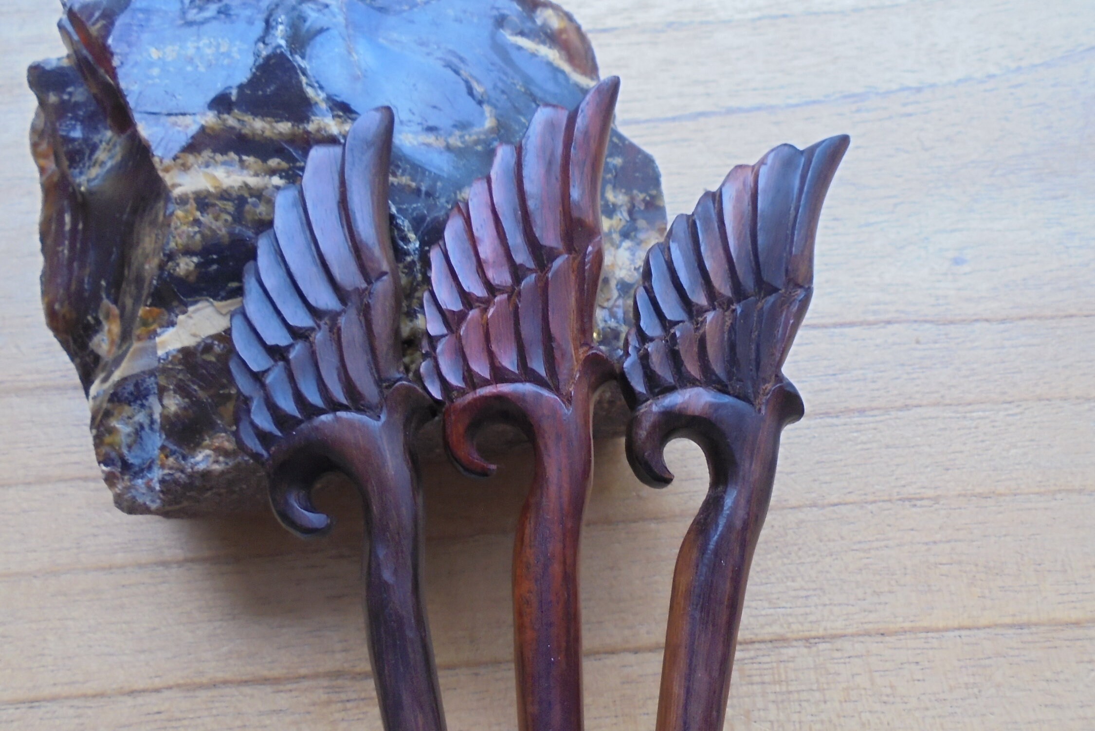 Wood Hair Sticks, Angel Wing Hair Stick, Hair Pin, Hair Fork in Single ...