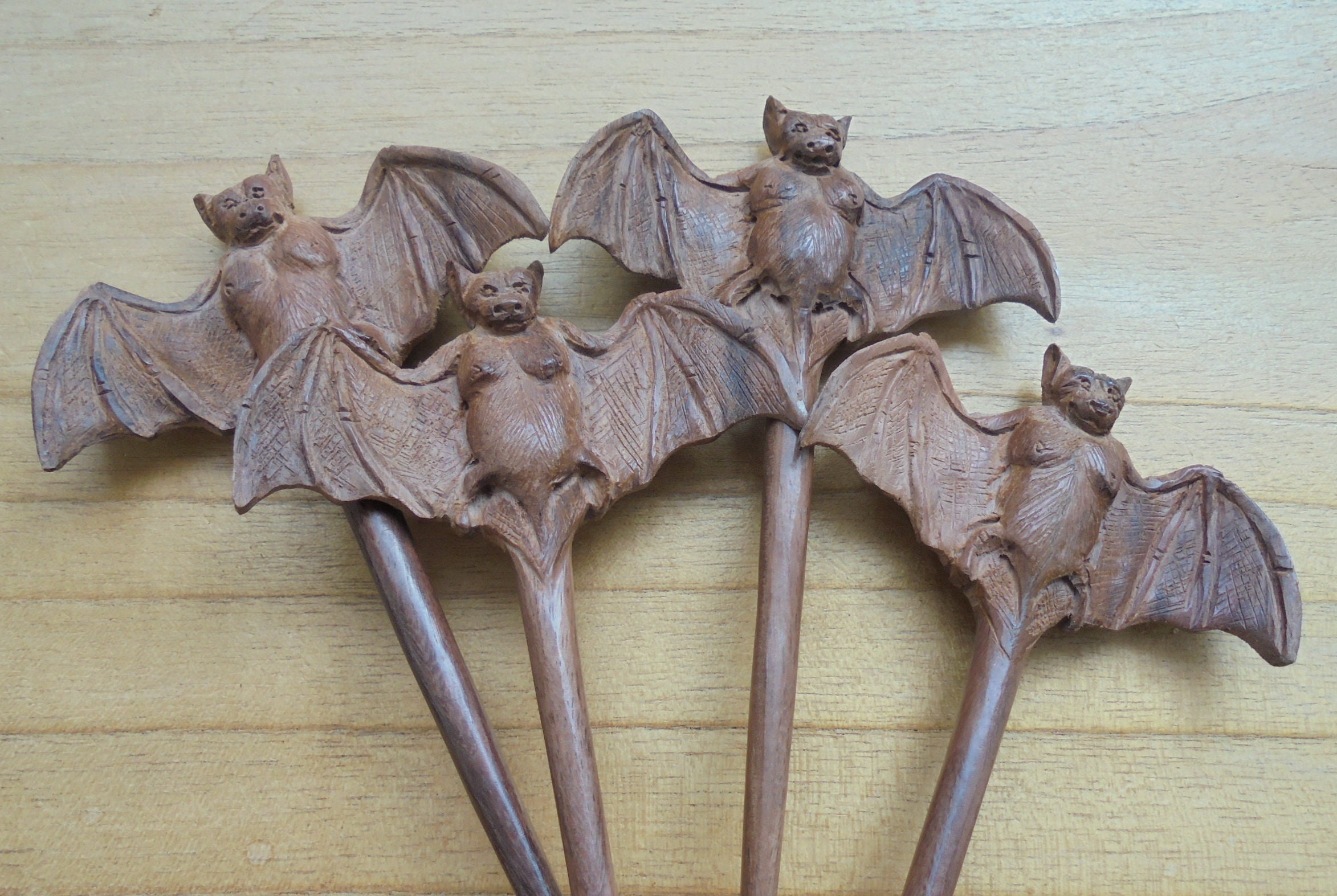 Wood Hair Stick BAT Hair Pin Hair Fork in Single Prong Bat | Etsy