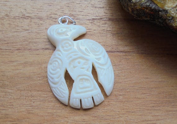 Raven Bone Pendant Raven Northwest Coast Carving Bali Bone | Etsy