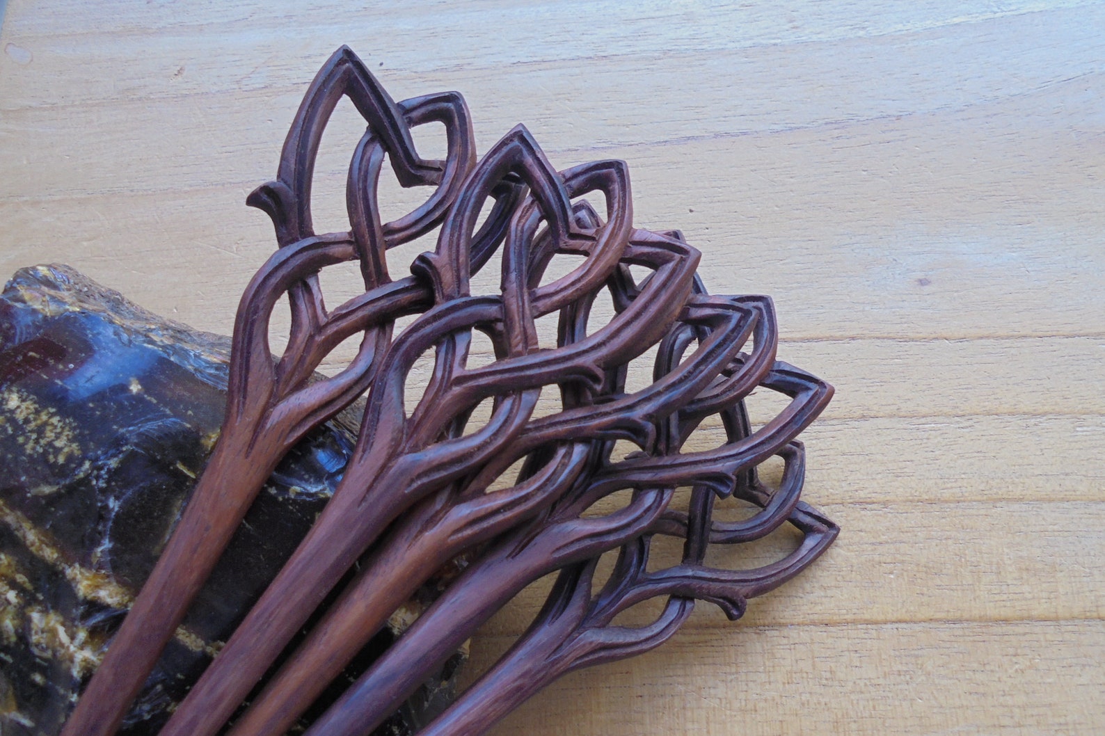 One/single Prong Wood Celtic Hair Stick, Celtic Knot Hair Pin, Eco ...