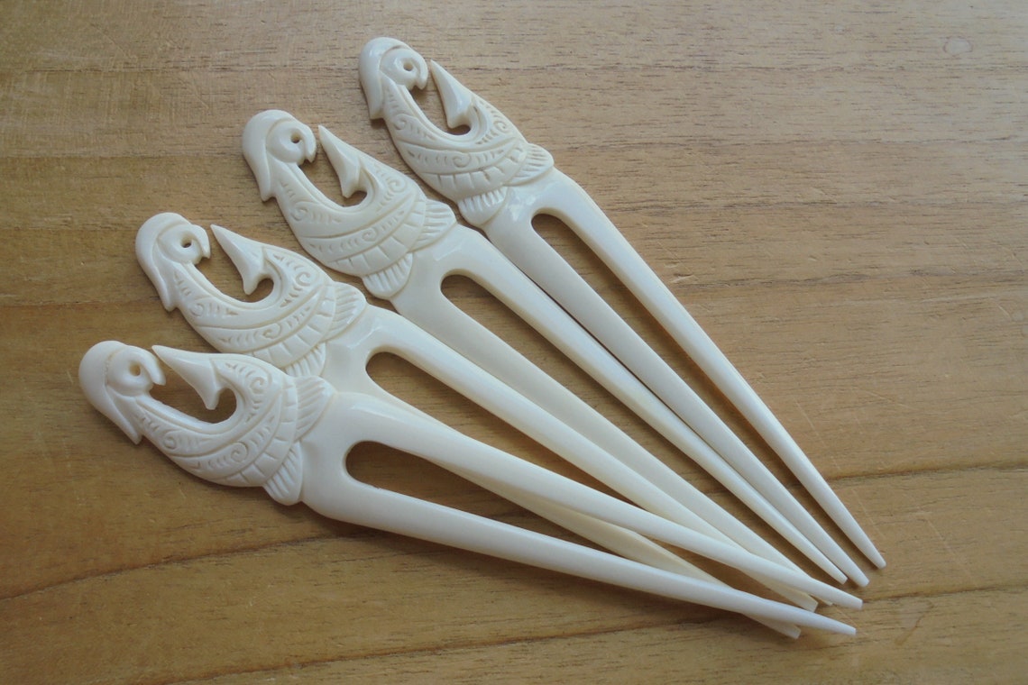 Fish Hook Hair Stick, 2 Prongs Bone Hair Sticks, Hair Pin, Hair Fork ...