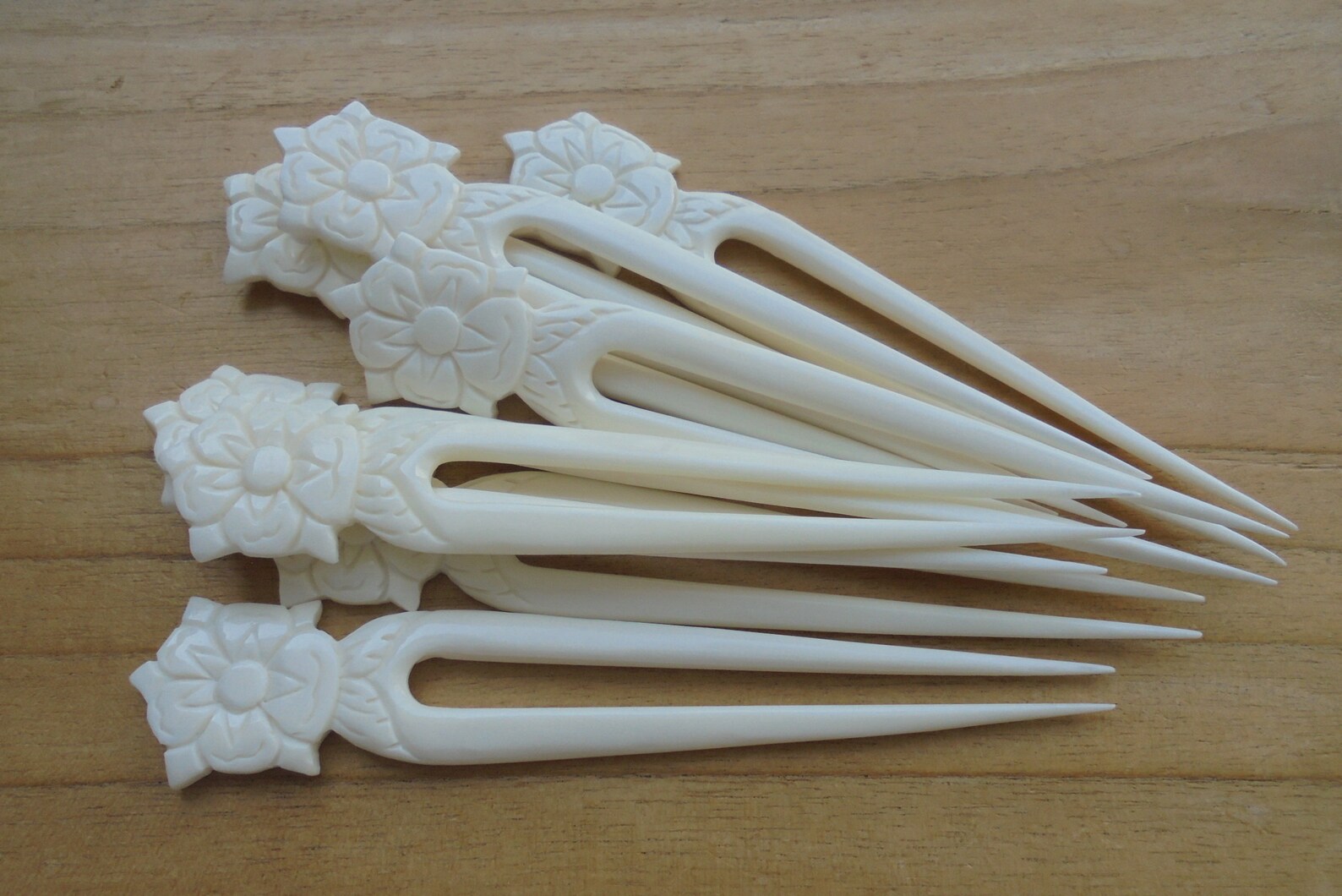 Flower Bone Hair Sticks Hair Pin Hair Fork 2 Prongs Hair - Etsy