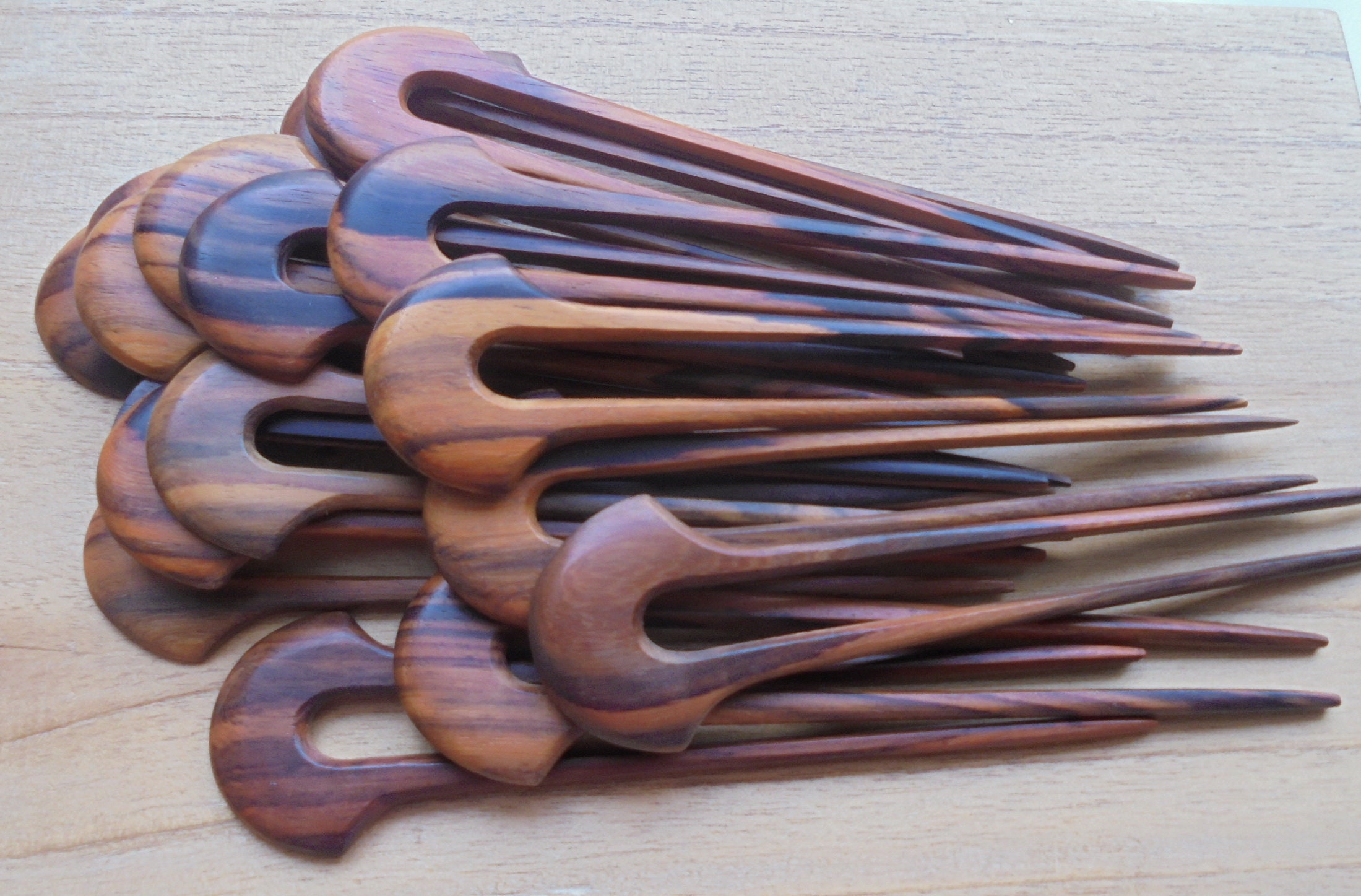 2 Prongs Classic Wood Hair Sticks Organic Wood Hair Fork | Etsy