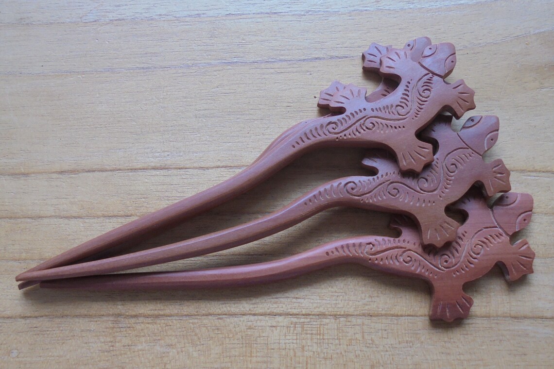 1 Prong Gecko Lizard Wood Hair Stick Hair Pin Hair Fork | Etsy