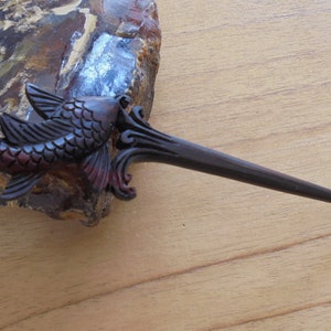 Wood Hair Sticks, Gold Fish Hair Pin, Koi Fish Hair Fork in Single ...