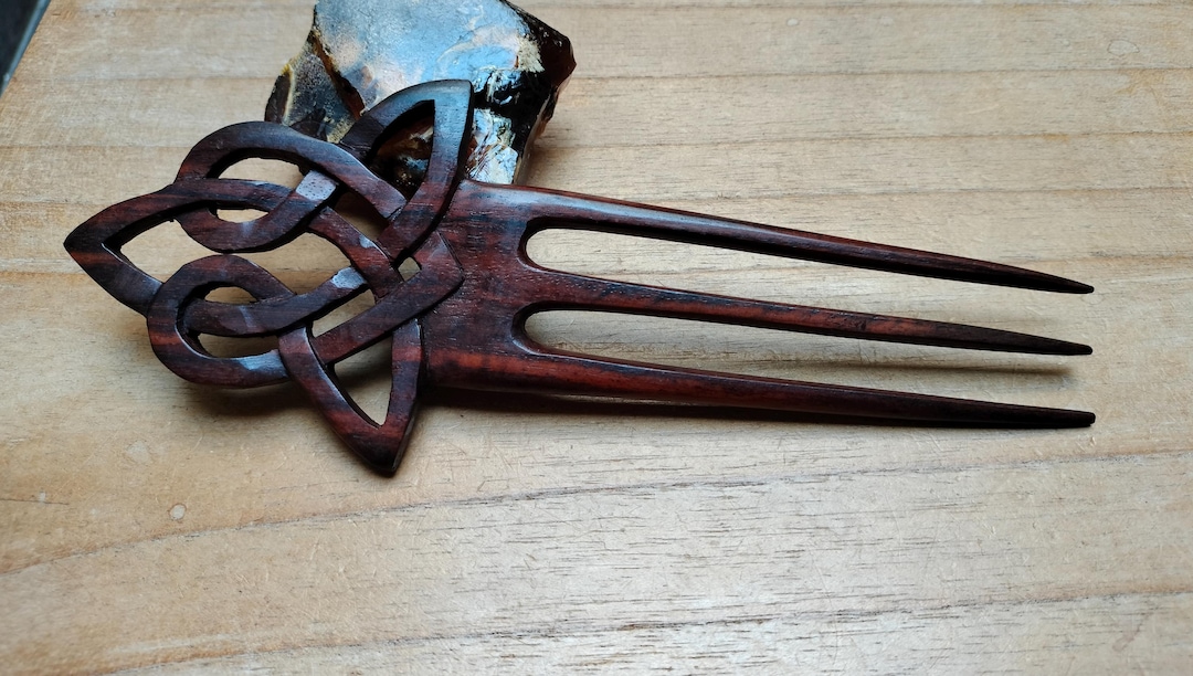 Celtic Knot Sono Wood Hair Fork: 3-prong Hair Stick - Etsy