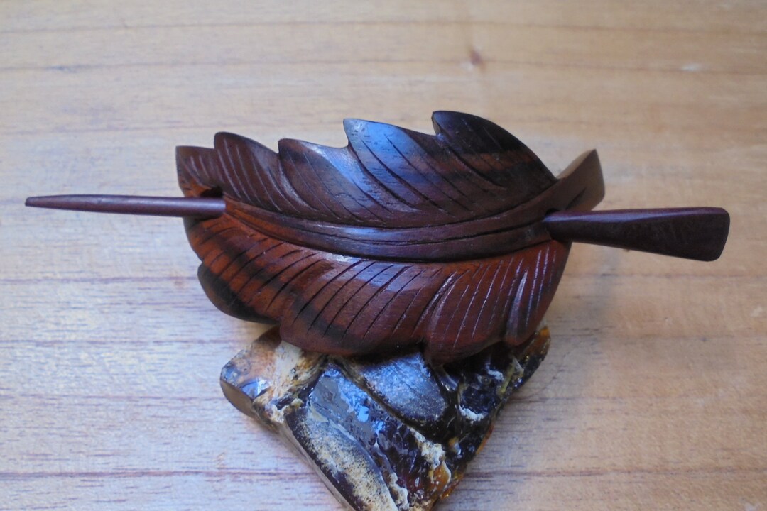 Wood Hair Barrette, LEAF Wood Hair Barrette, Wood Hair Stick, Wood ...