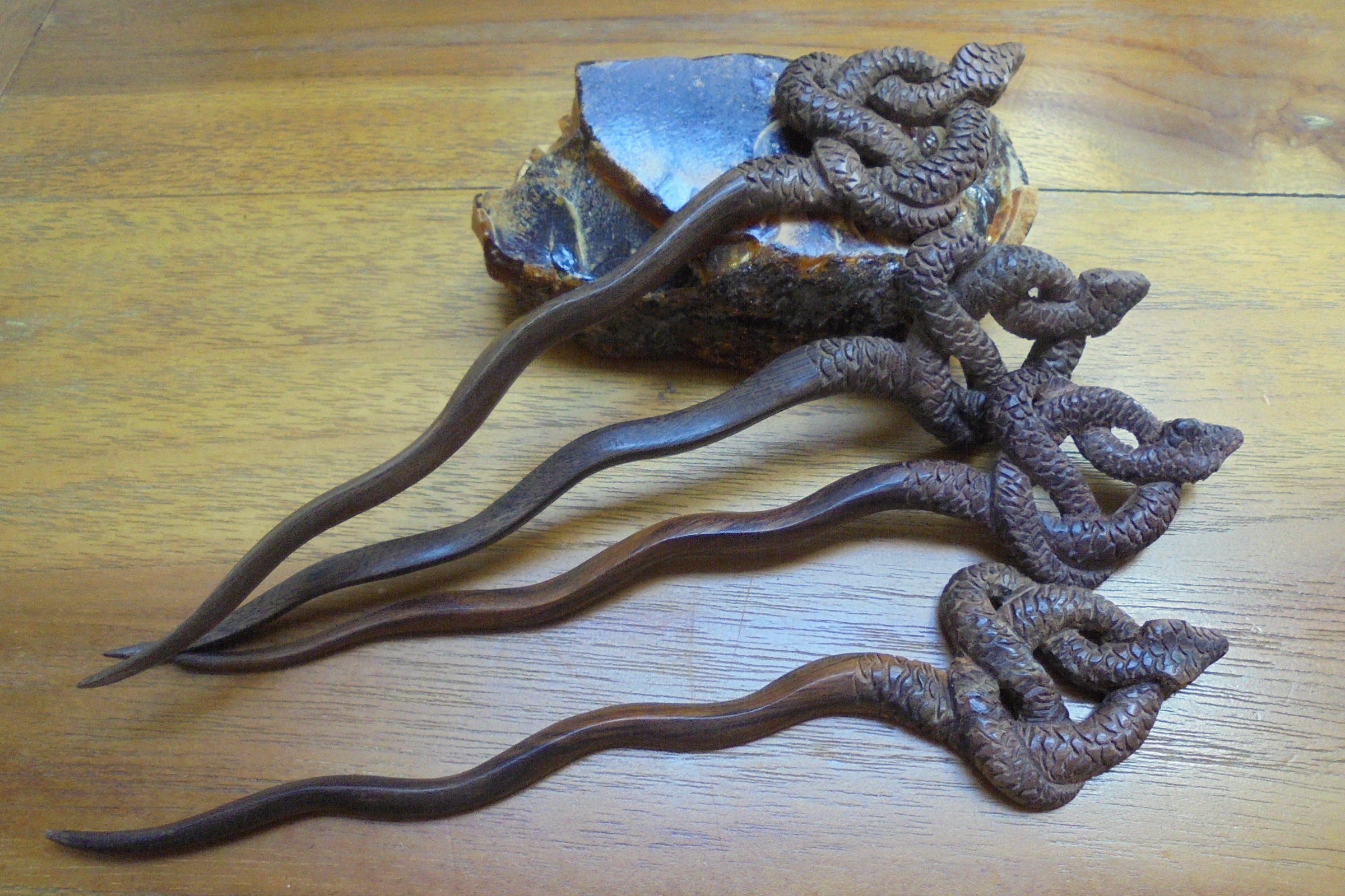 Wood Hair Stick Snake Hair Pin Hair Fork in Single Prong | Etsy