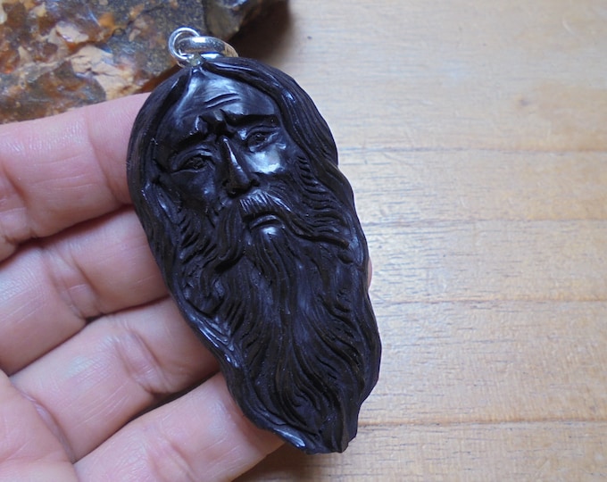 Hand Carved Wizard, Old Man, Mountain Man From Buffalo Horn Carving ...