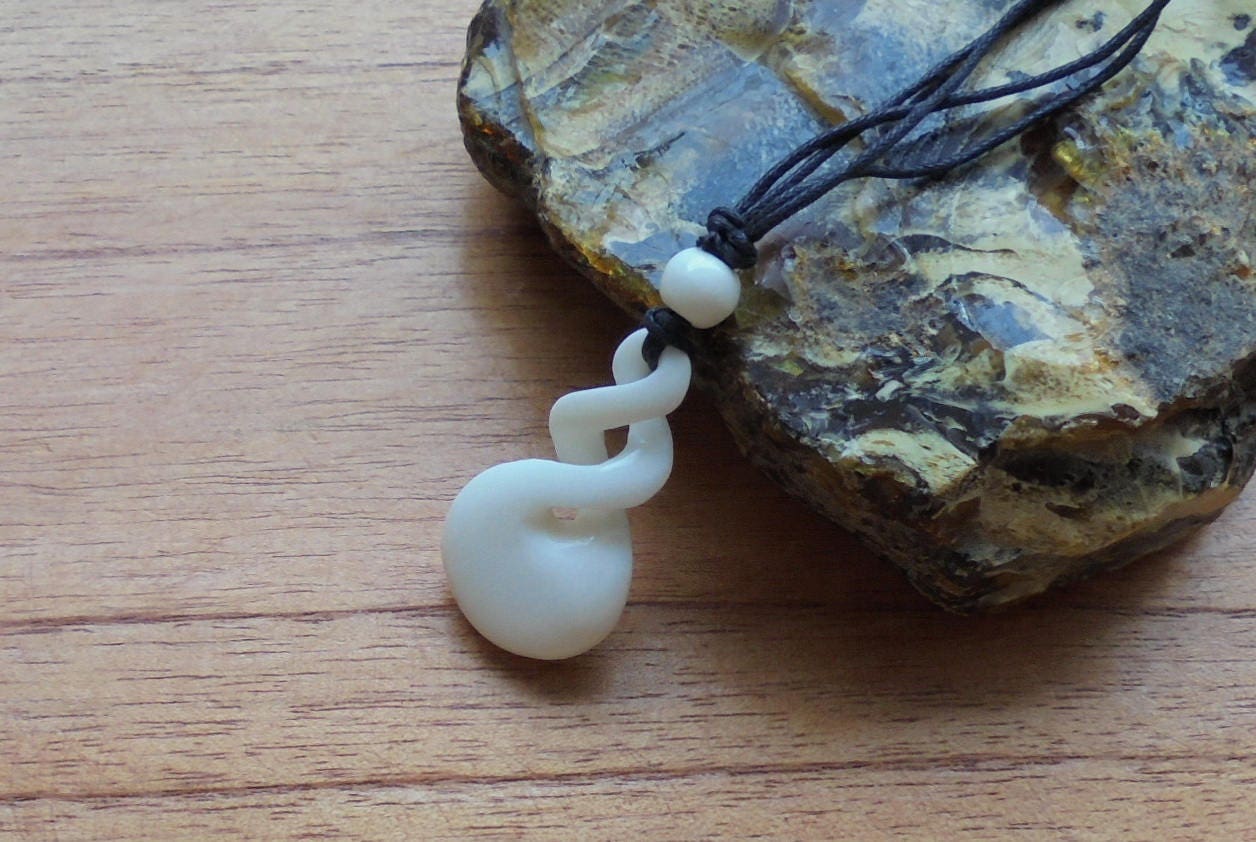 Double Twist Bone Necklace, Bone Pendant, Bali Bone Carving Jewelry M37 ...