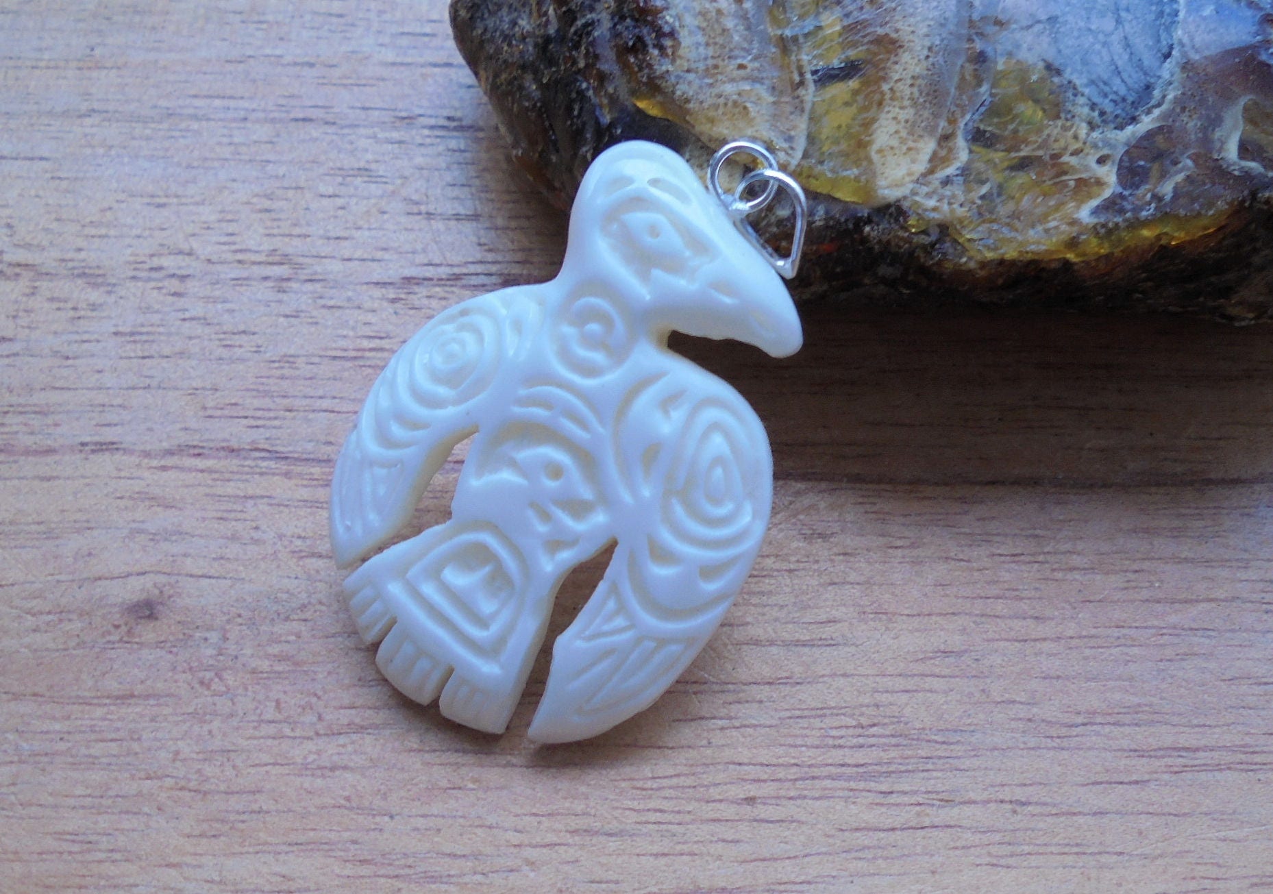 Raven Bone Pendant Raven Northwest Coast Carving Bali Bone - Etsy