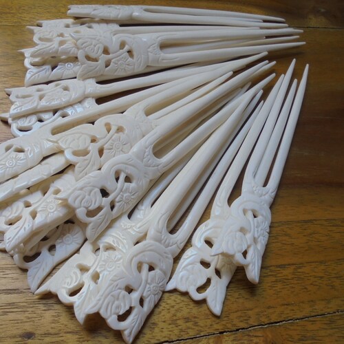 2 Prongs Bone Hair Sticks Hair Pin Bone Hair Fork Hair - Etsy