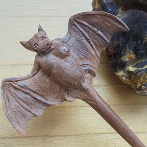 Wood Hair Stick, BAT Hair Pin, Hair Fork in Single Prong, Bat Hair ...