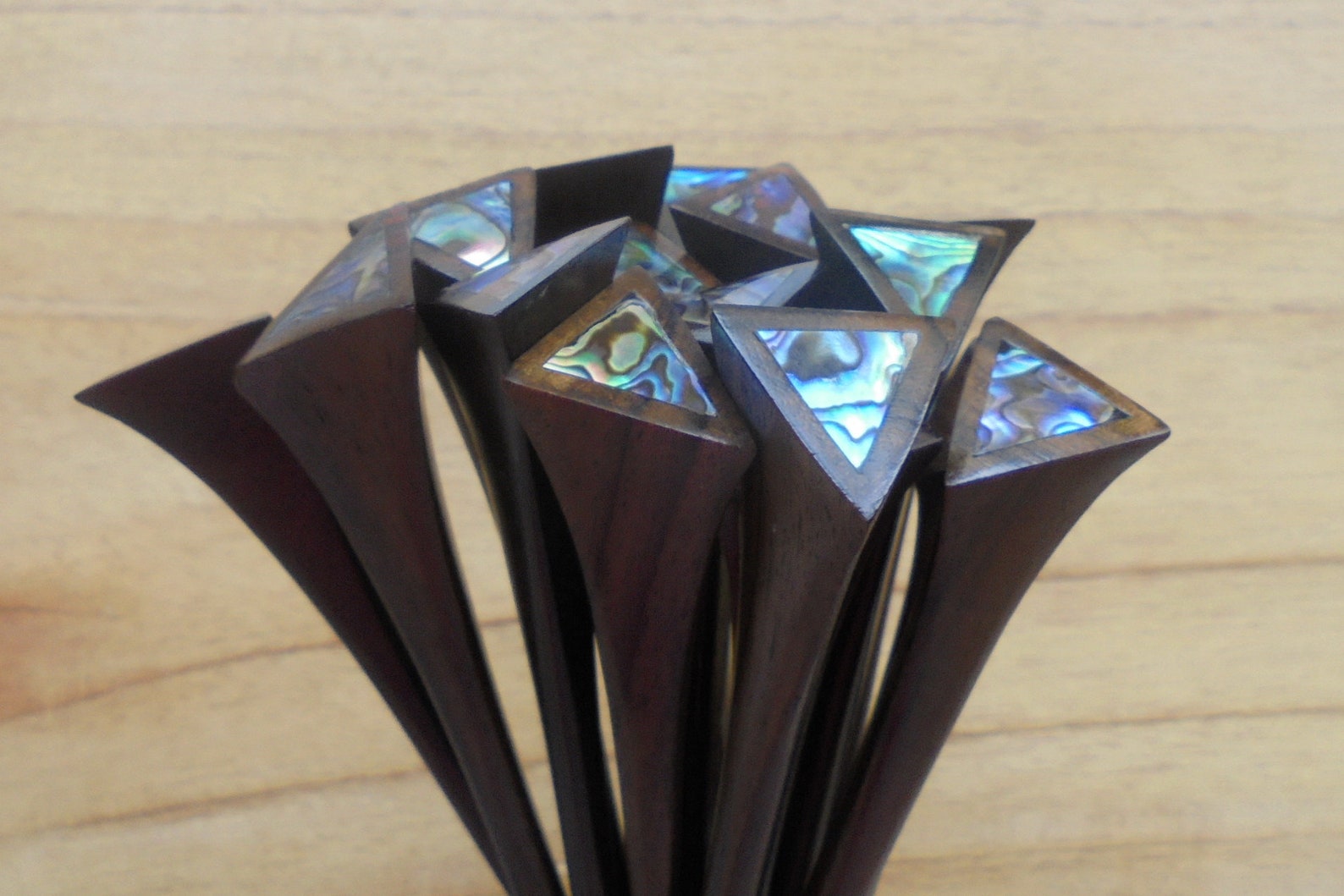 1 Prong Wood Hair Sticks With Paua Shell Inlay Hair Pin Hair | Etsy