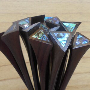 1 Prong Wood Hair Sticks With Paua Shell Inlay, Hair Pin, Hair Fork ...