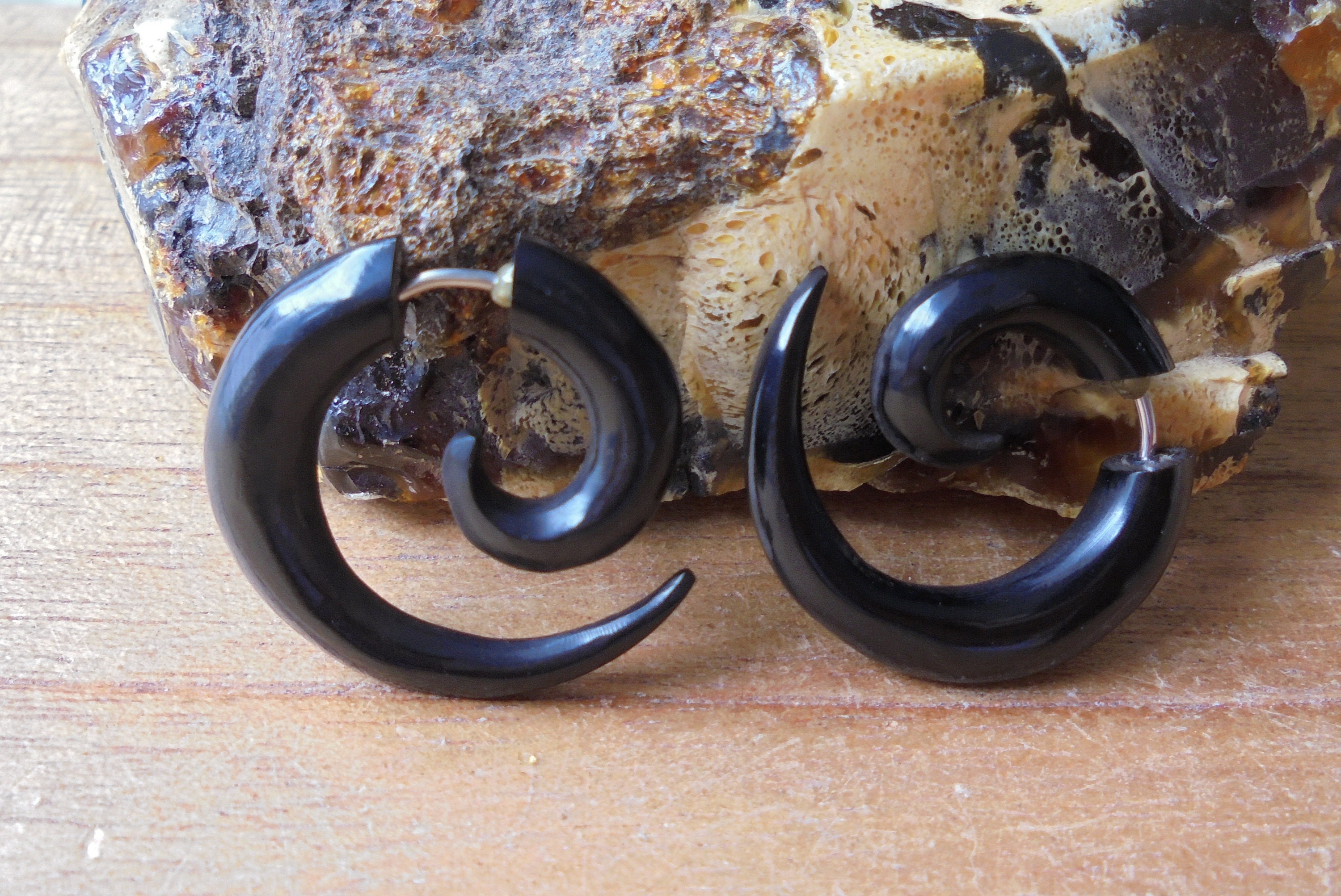 Fake Gauge Earrings Spiral Fake Earrings Horn Tribal Fake - Etsy
