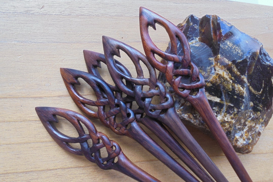 Single Prong Wood Celtic Hair Stick, Celtic Knot Hair Pin, Eco Friendly ...