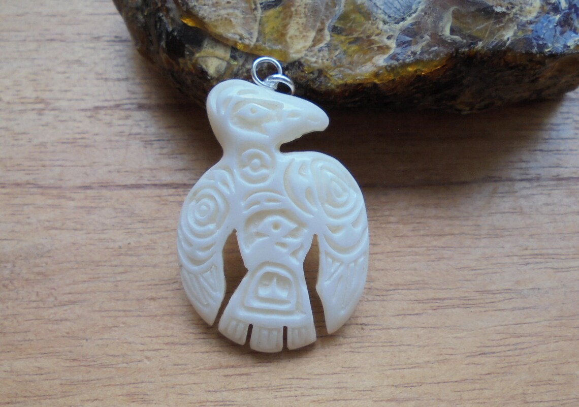 Raven Bone Pendant, Raven Northwest Coast Carving, Bali Bone Carving ...