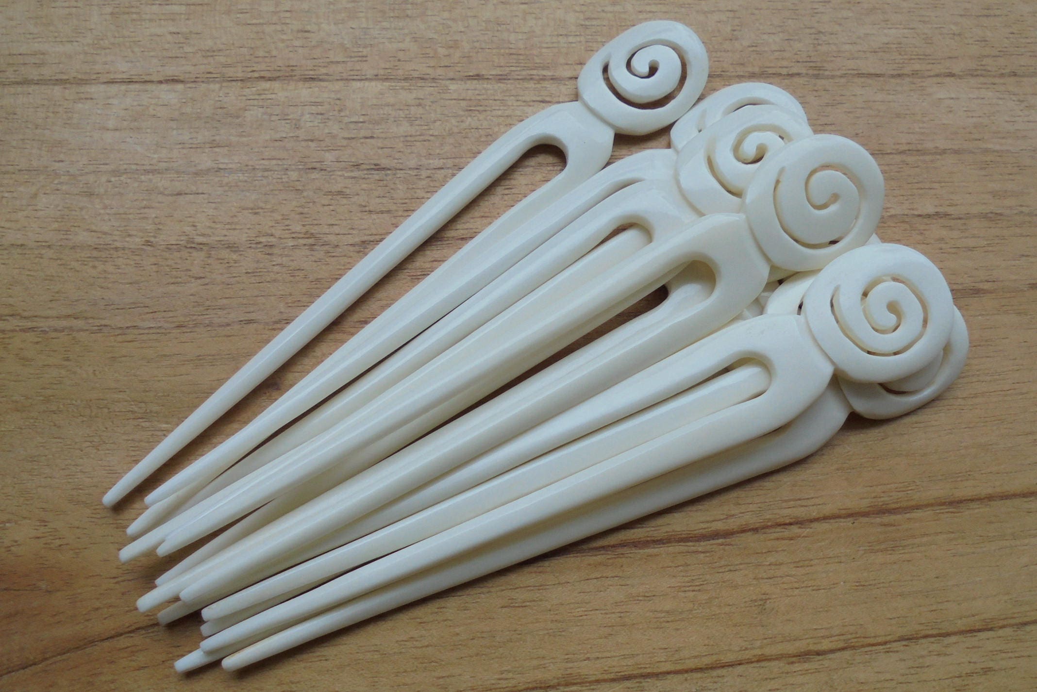 Spiral Bone Hair Sticks, Hair Pin, Hair Fork, 2 Prongs Hair Accessories ...