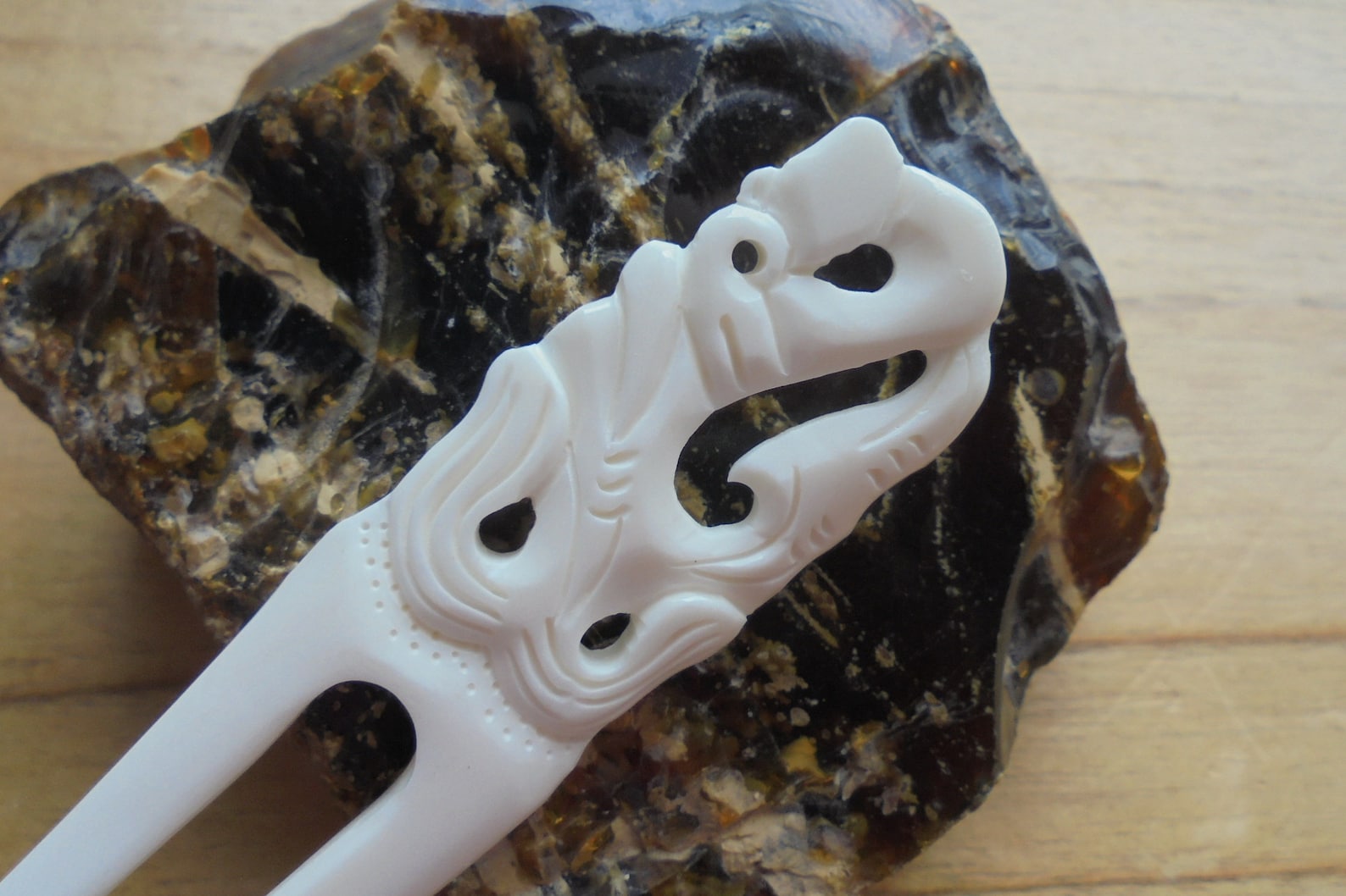 Maori Hair Stick, 2 Prongs Bone Hair Sticks, Hair Pin, Hair Fork HS 509 ...