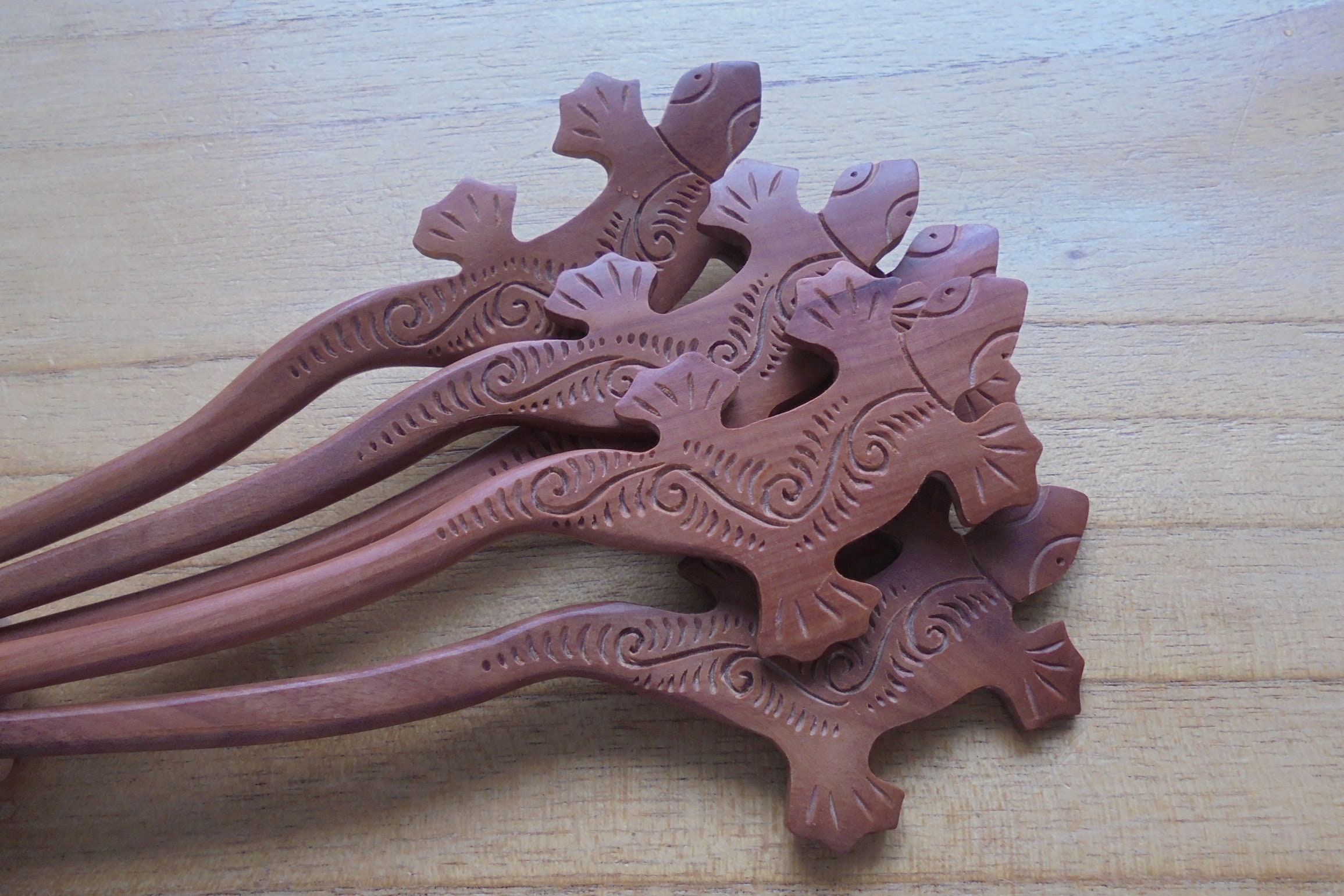 1 Prong Gecko Lizard Wood Hair Stick Hair Pin Hair Fork | Etsy