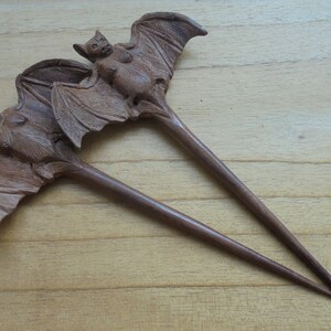 Wood Hair Stick, BAT Hair Pin, Hair Fork in Single Prong, Bat Hair ...