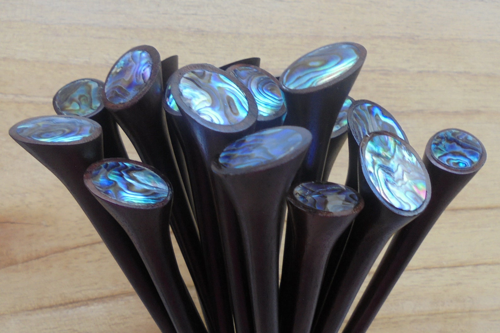 Single Prong Wood Hair Stick With Paua Shell Inlay, Wood Hair Pin, Hair ...
