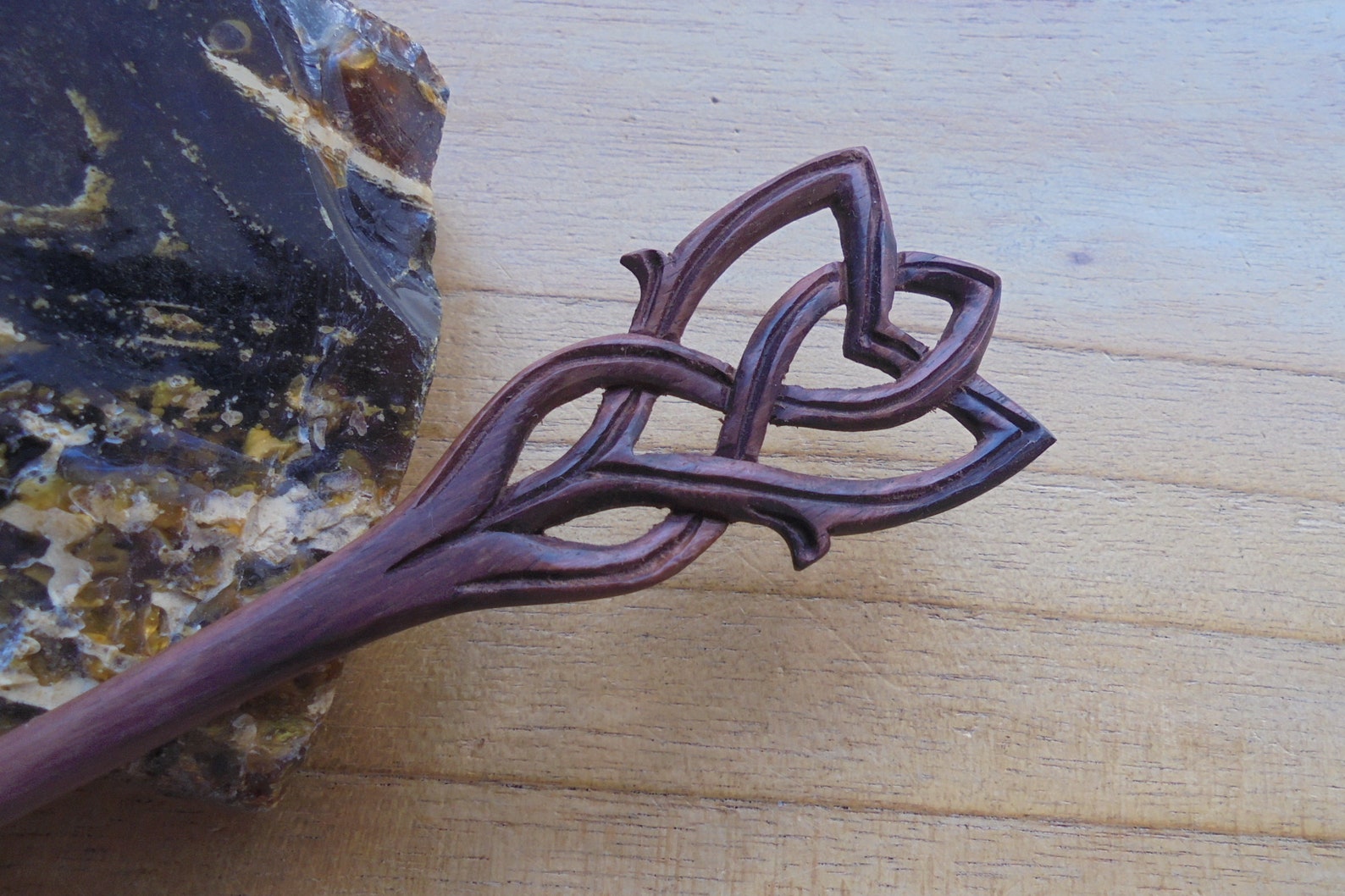 One/single Prong Wood Celtic Hair Stick, Celtic Knot Hair Pin, Eco ...