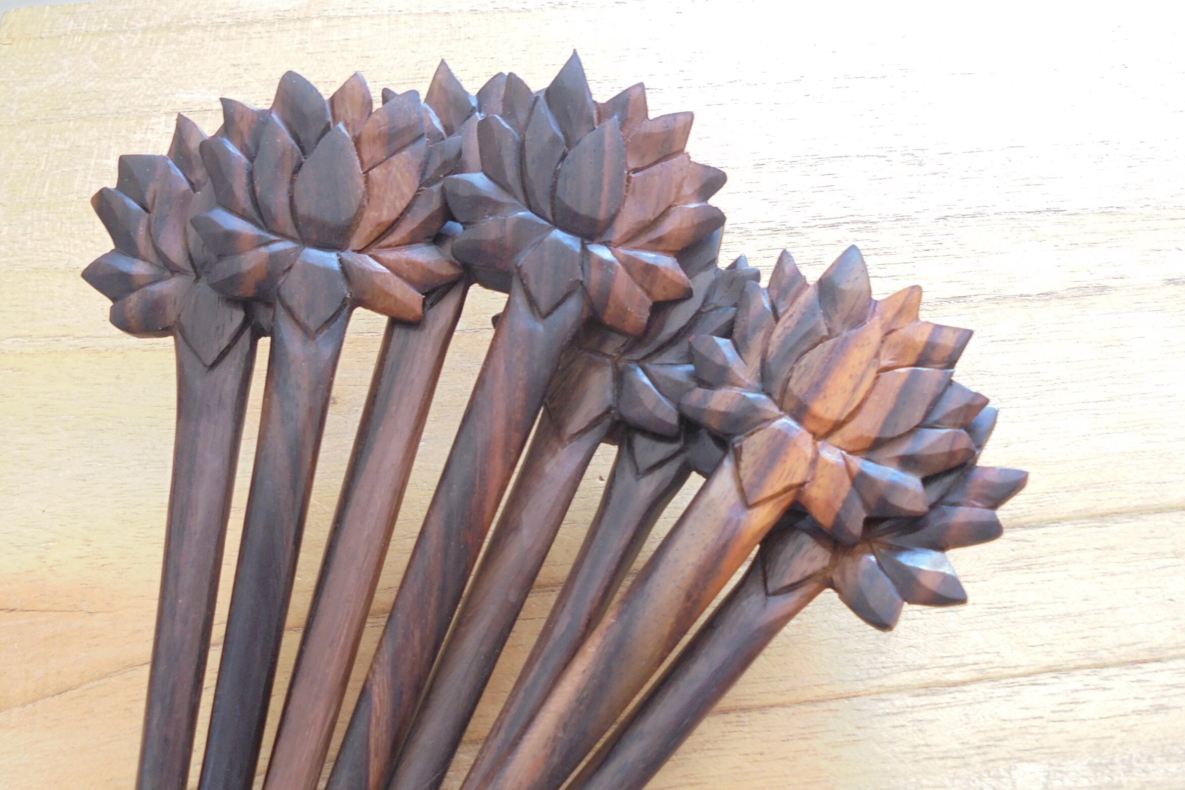 Single Prong Lotus Hair Pin Wood Hair Sticks Hair Fork Hair | Etsy