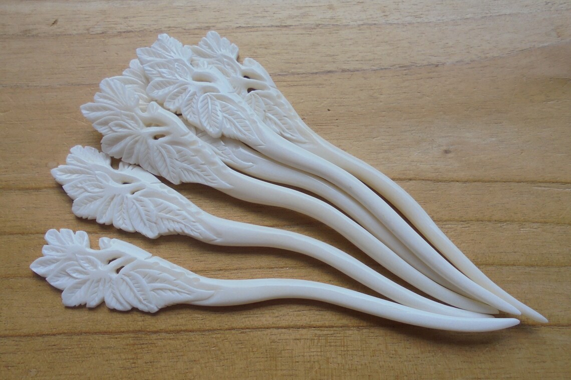 Bone Hair Sticks Flower Hair Pin Hair Fork in Single Prong - Etsy