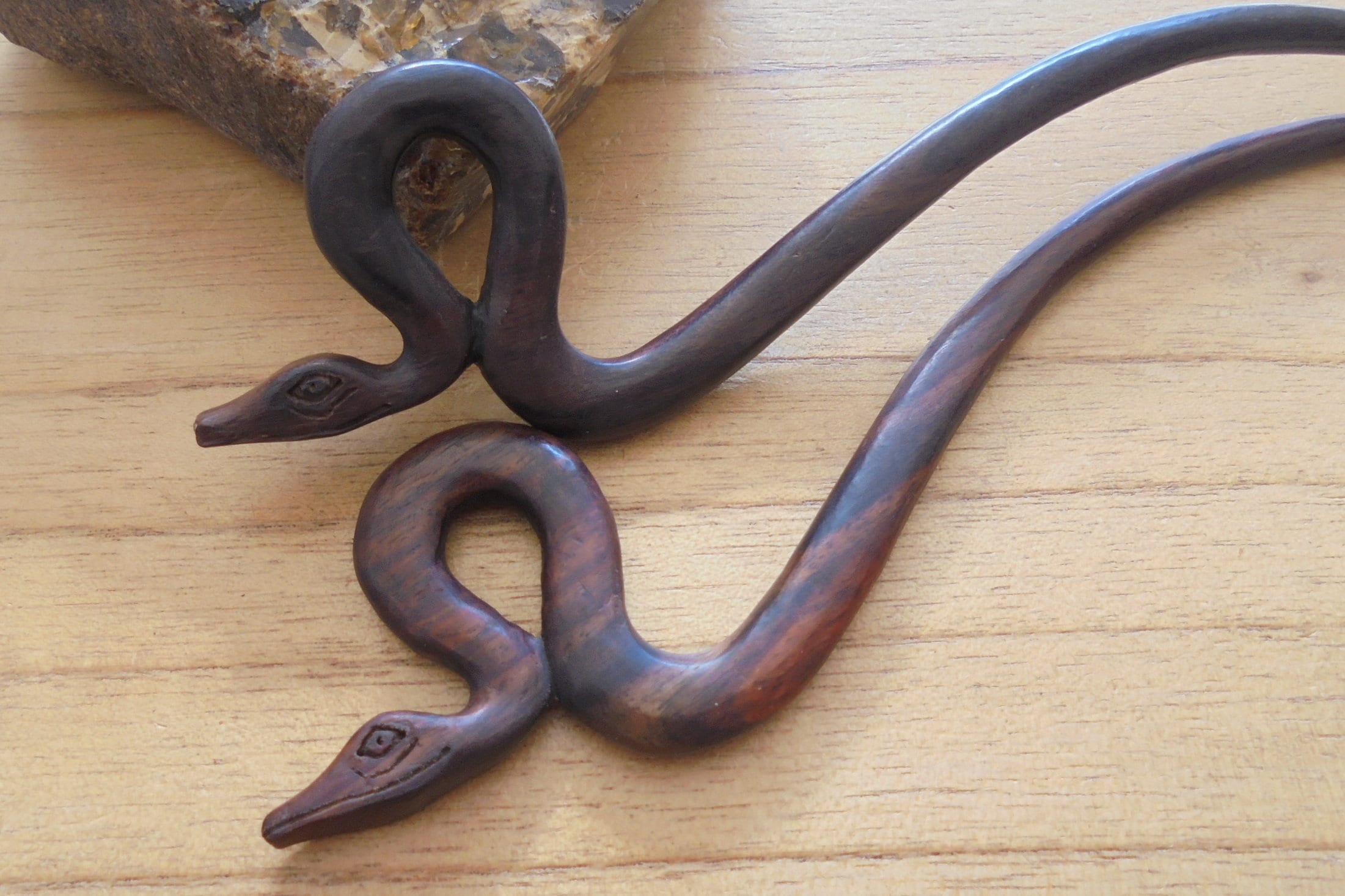 Wood Hair Stick Snake Hair Pin Hair Fork in Single Prong | Etsy