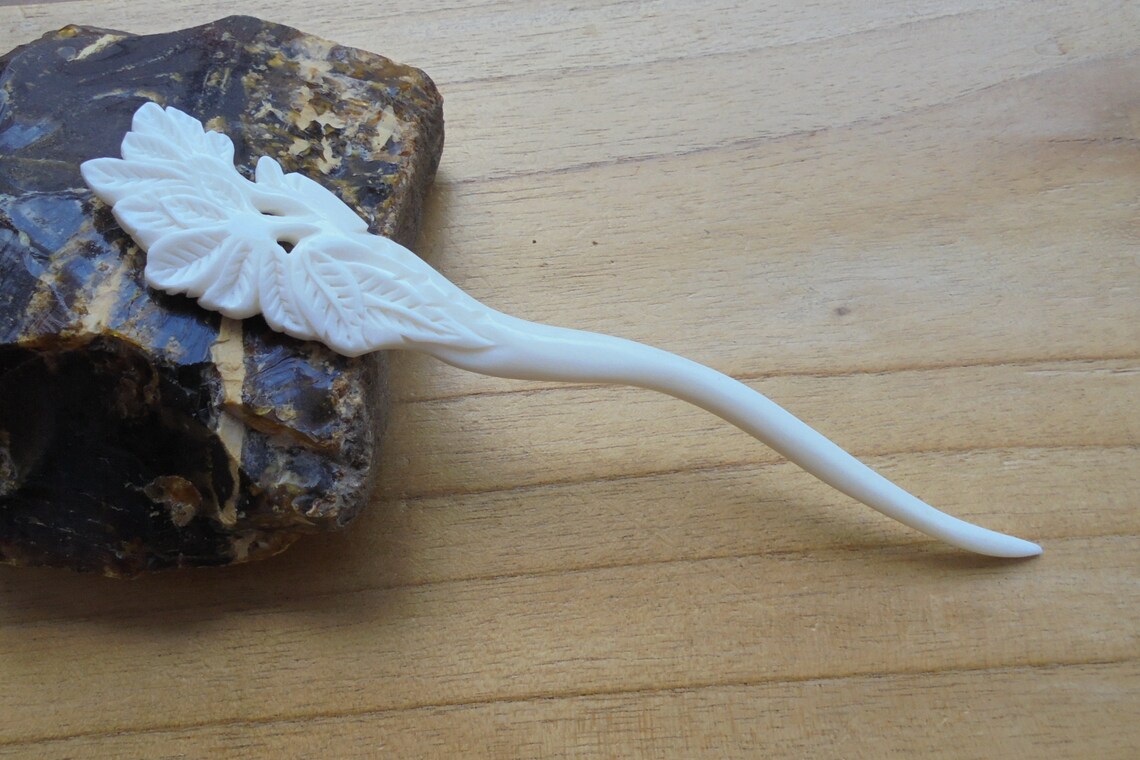 Bone Hair Sticks Flower Hair Pin Hair Fork in Single Prong - Etsy