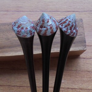 Sea Shell Wood Hair Stick in 1 Prong , Hair Pin, Hair Fork, Hair ...