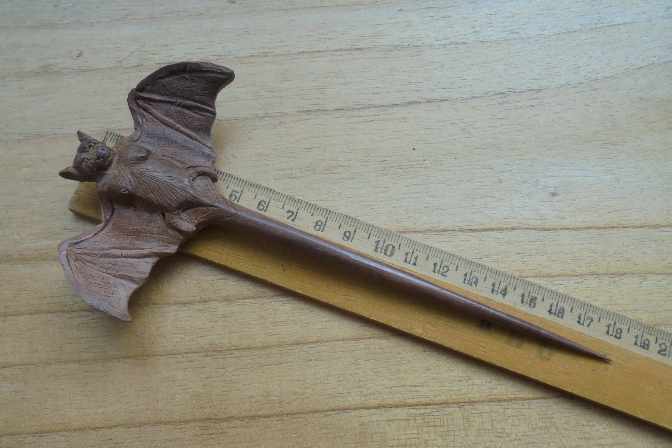 Wood Hair Stick BAT Hair Pin Hair Fork in Single Prong Bat | Etsy