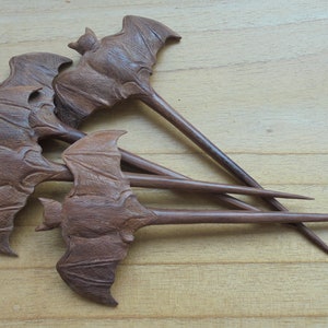 Wood Hair Stick, BAT Hair Pin, Hair Fork in Single Prong, Bat Hair ...
