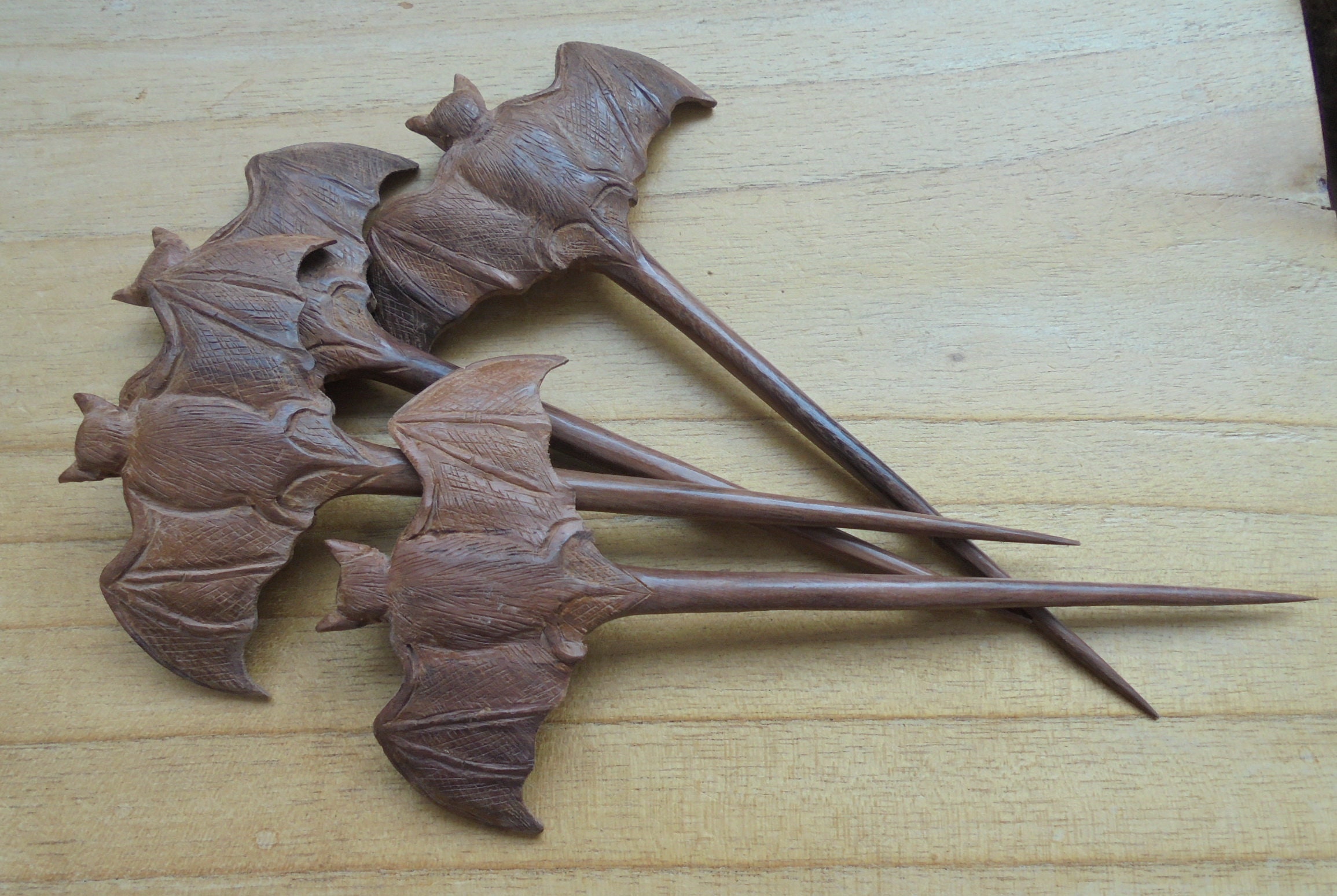 Wood Hair Stick, BAT Hair Pin, Hair Fork in Single Prong, Bat Hair ...