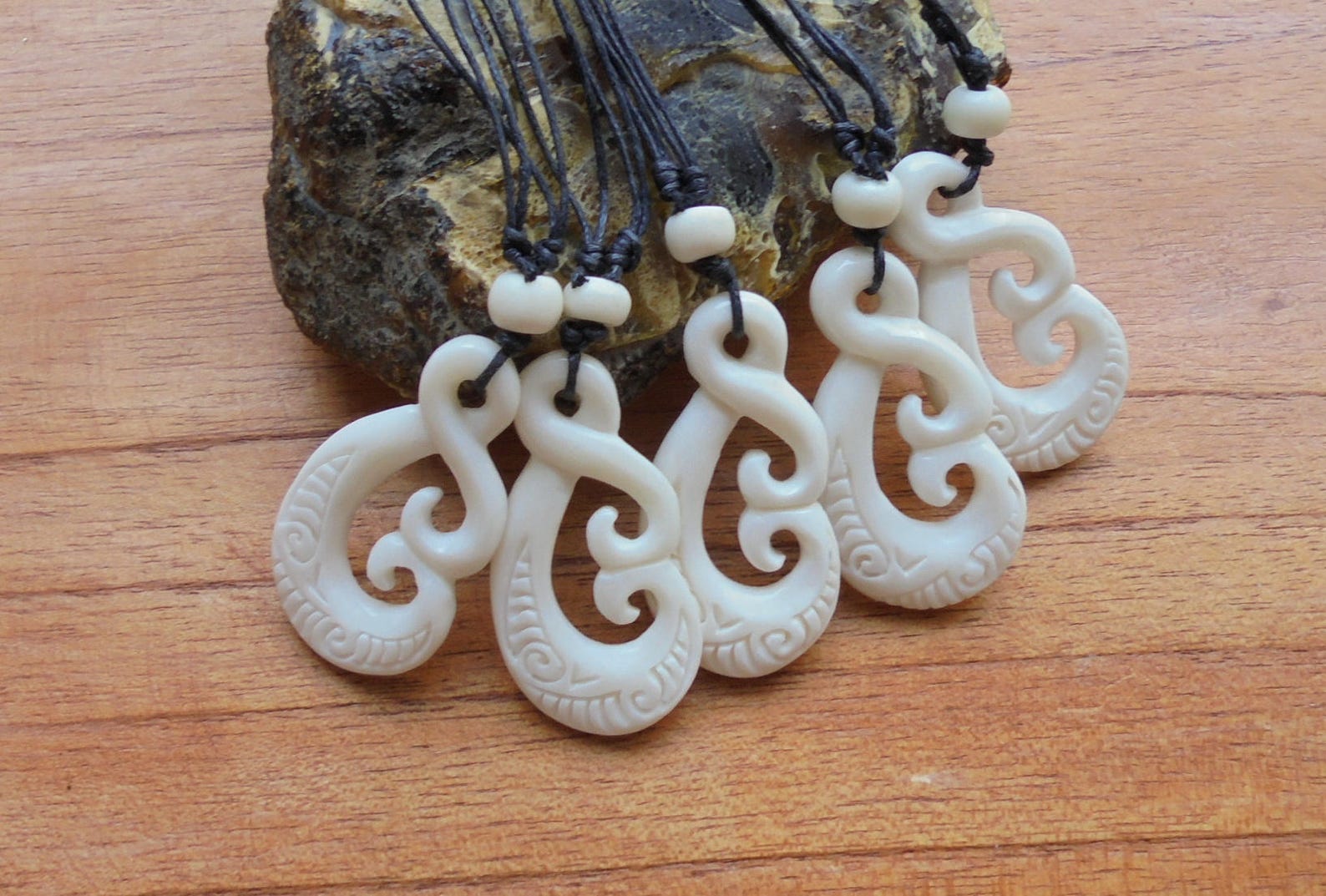 Maori Twist Koru Bone Necklace Bone Pendant Bali Bone | Etsy