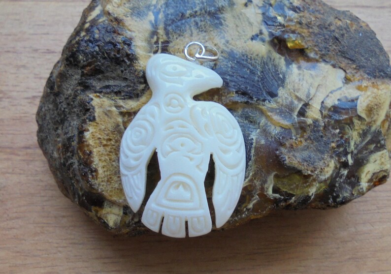Raven Bone Pendant Raven Northwest Coast Carving Bali Bone - Etsy