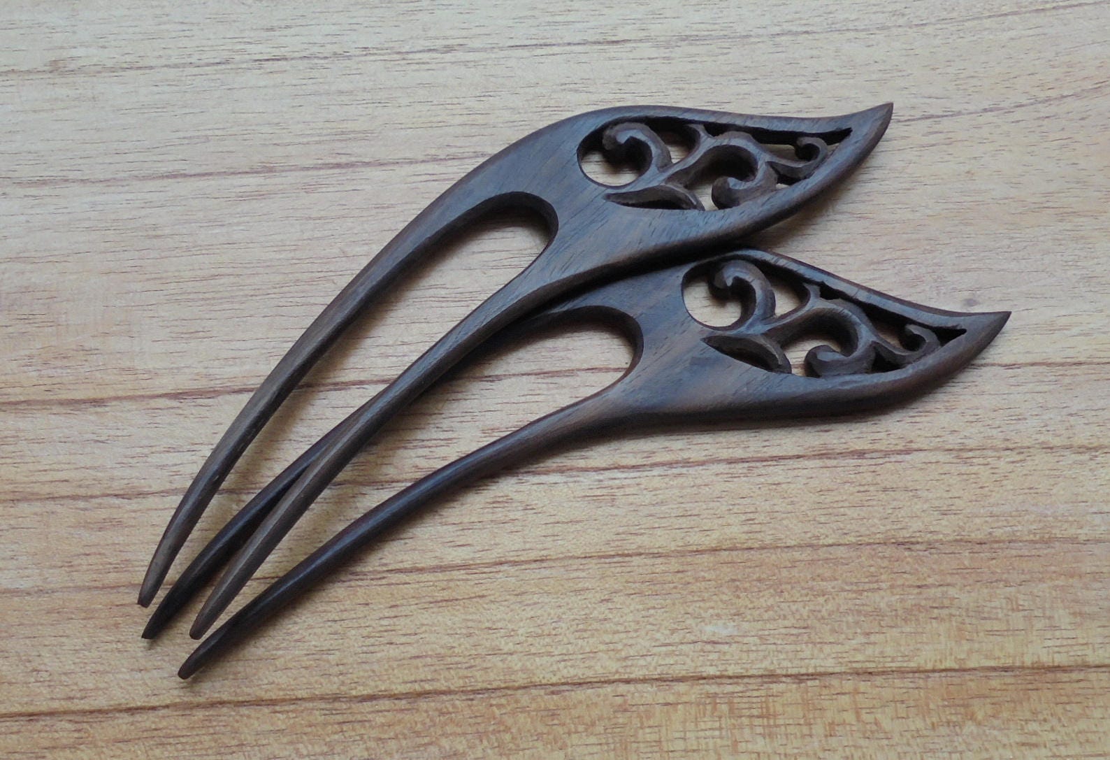 2 Prongs Wood Hair Sticks Hair Pin Hair Fork Hair | Etsy