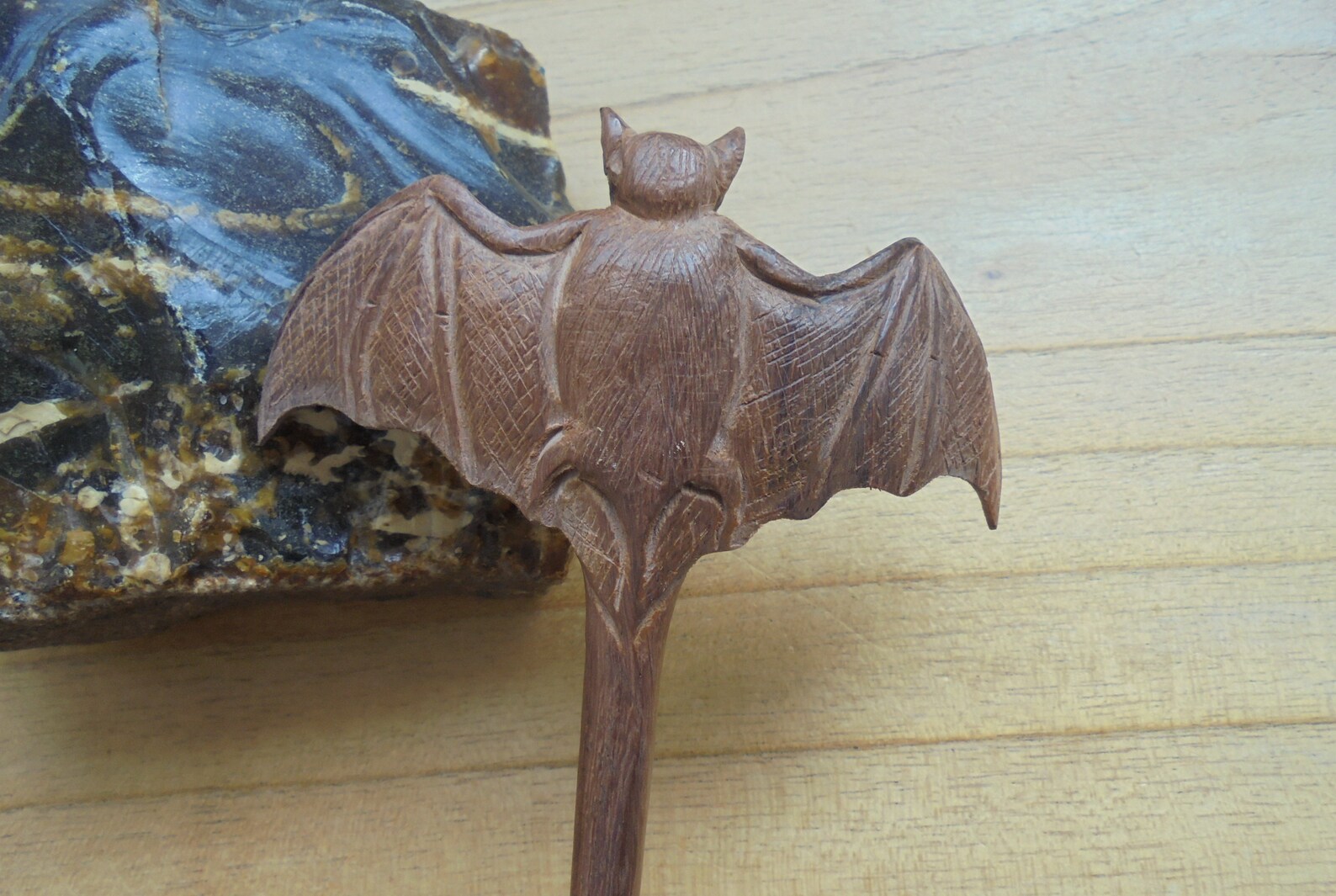 Wood Hair Stick, BAT Hair Pin, Hair Fork in Single Prong, Bat Hair ...