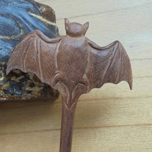 Wood Hair Stick, BAT Hair Pin, Hair Fork in Single Prong, Bat Hair ...